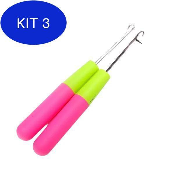 Kit 3 2 Agulhas Para Trança Microlink Crochet Braids Trava Gancho ...