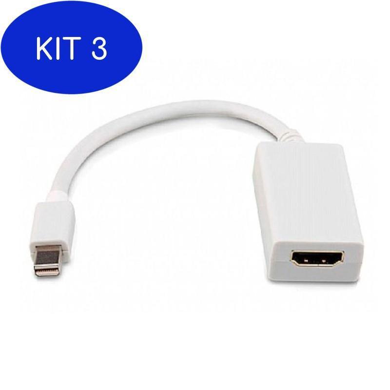 Kit 3 Adaptador Mini Displayport Macho X Hdmi Femea 15Cm Mdp-H15Cm ...