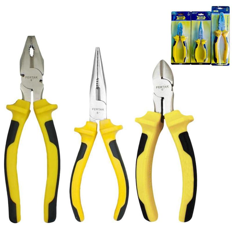 Kit 3 Alicates Padrão Diagonal Bico Universal Profissional - Fertak ...