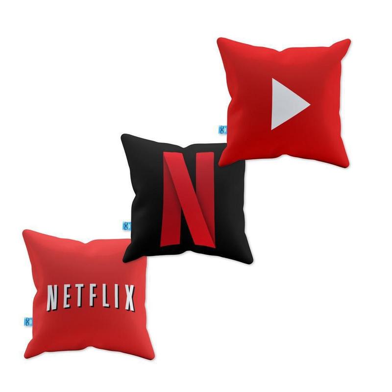 Kit 3 Almofadas Divertida Netflix - N - Play Pelúcia 40X40 - Almofada ...