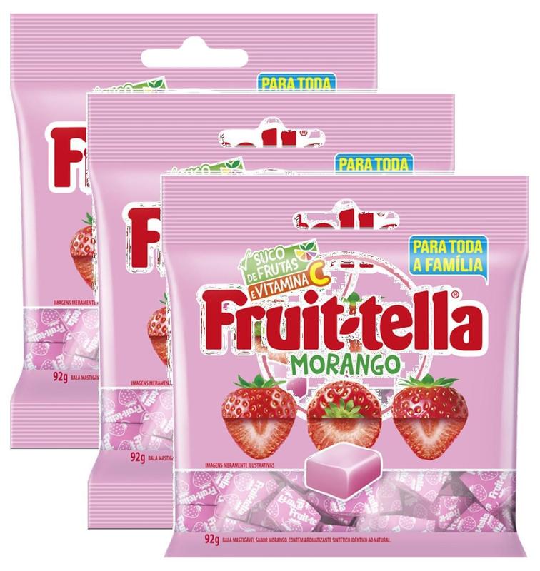 Kit 3 Bala Fruit-Tella Sabor Morango Pacote 92G - Balas - Magazine Luiza
