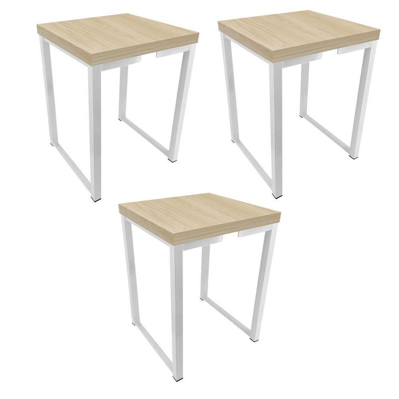 Kit 3 Banco Banqueta Nova York Industrial Cozinha Área Gourmet Branco ...