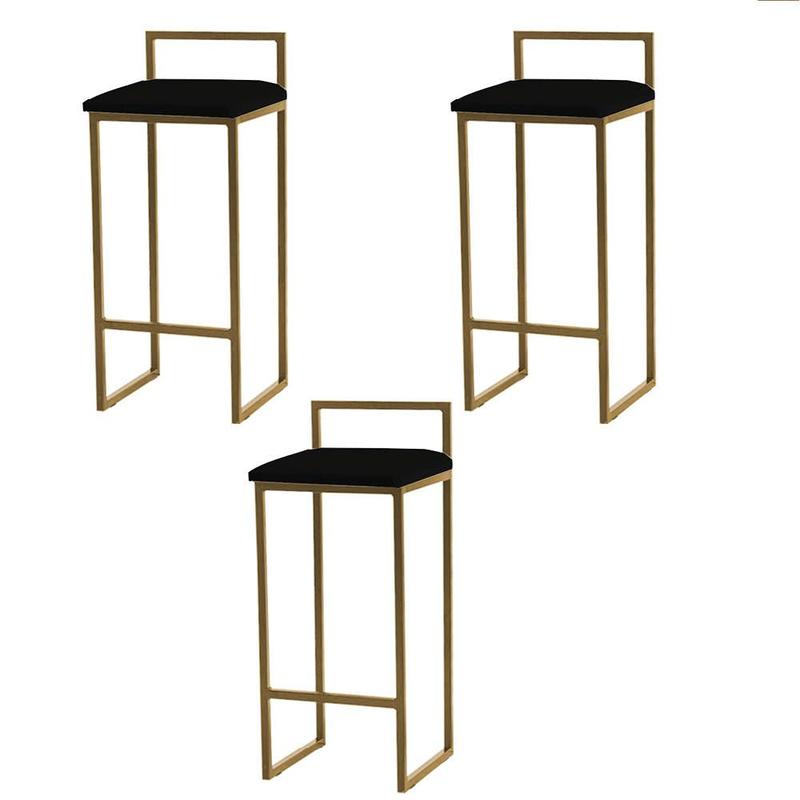 Kit 3 Banqueta Alta Bia Para Bistrô Bar Balcão Cozinha Bancada Ferro ...