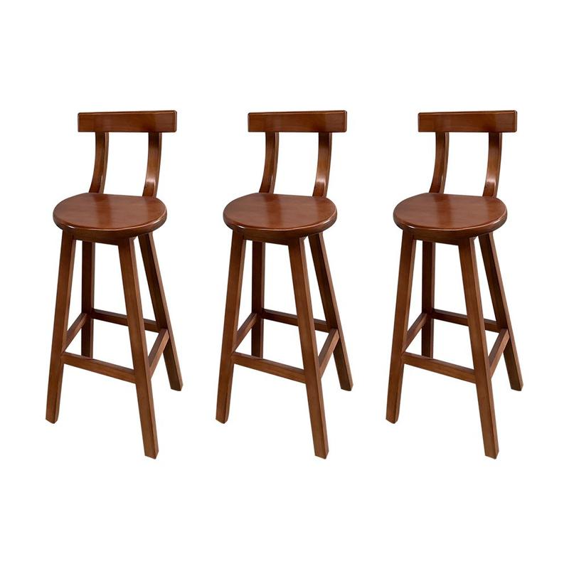 Kit 3 Banquetas Altas de Madeira com Encosto Girafa Imbuia - CASA TREE ...