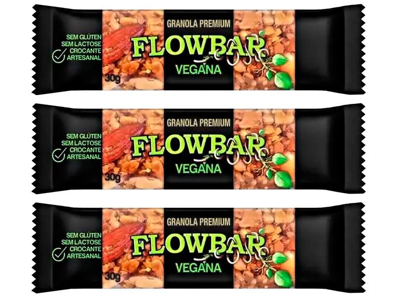 Kit 3 Barra Cereal Premium Sem Glúten Vegana Flowbar 30g - Barra de ...
