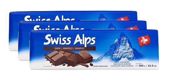 kit 3 Barra de chocolate swiss alps dark - amargo 300g - Chocolate ...