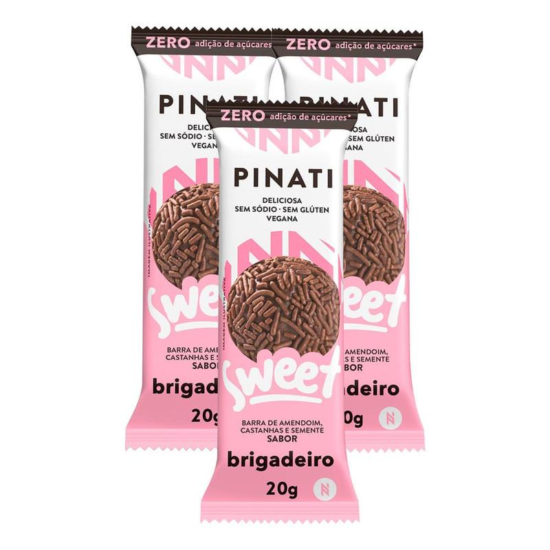Kit 3 Barra de Nuts Pinati Sweet Sabor Brigadeiro 20g - Barra de Cereal ...