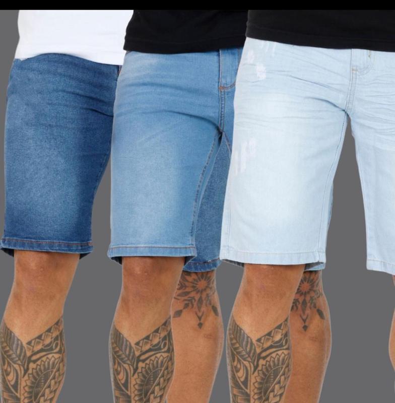 Kit 3 bermudas jeans masculina slim basica - lançamento - MYSELF ...