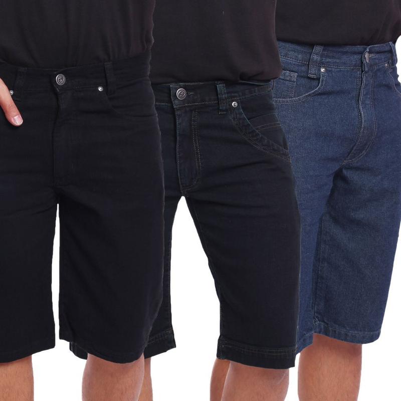 Kit 3 Bermudas Jeans R7Jeans Masculina Modelo Tradicional - Bermuda ...