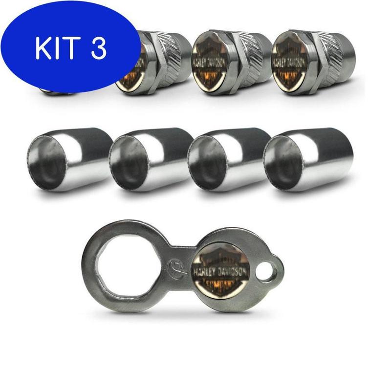 Kit 3 Bico Pneu Pino Roda Válvula Antifurto Harley Davidson Metal - Rvt ...