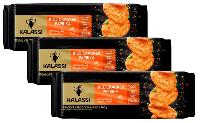 kit 3 Biscoito De Arroz Cracker Sabor Paprika Kalassi 100g - Biscoito ...