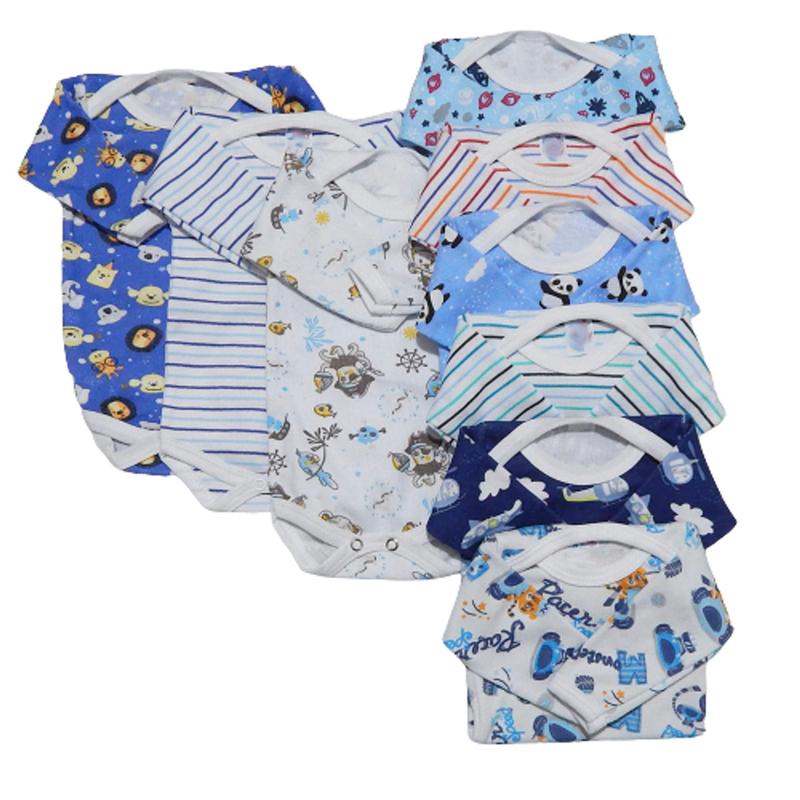 Kit 3 Body Bebê Estampado Manga Longa Menino Malha Canelada - Gomes ...