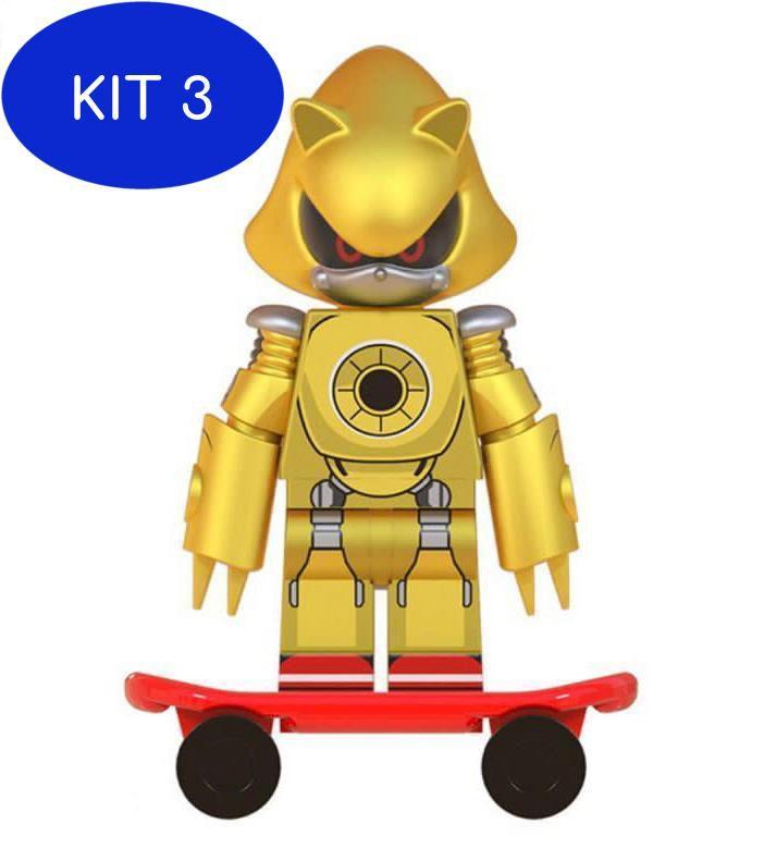 Kit 3 Boneco Blocos De Montar Super Metal Sonic Minifigure - Mega Block ...