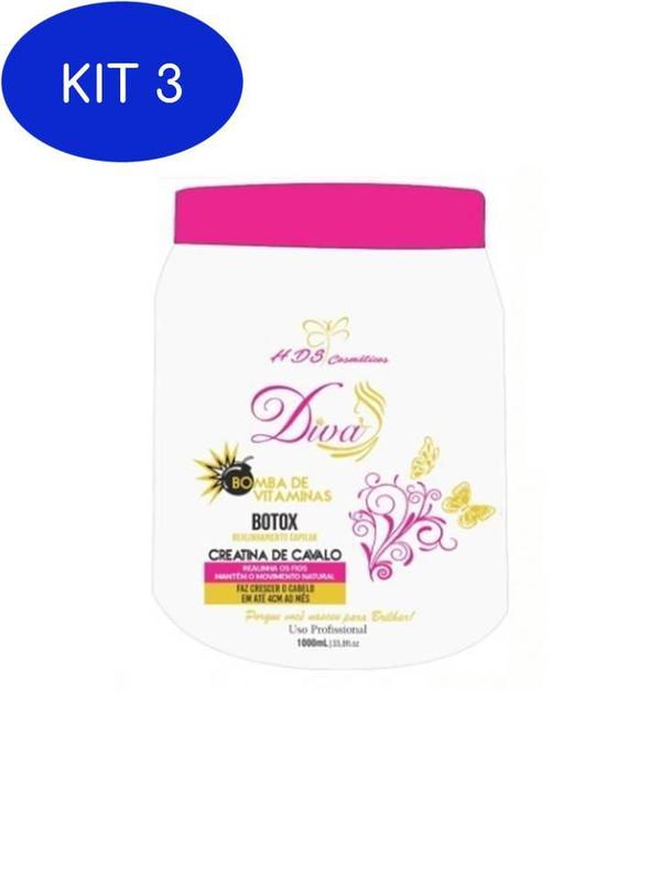 Kit 3 Botox Tradicional Diva 1Kg - Cuidados com o Cabelo - Magazine Luiza