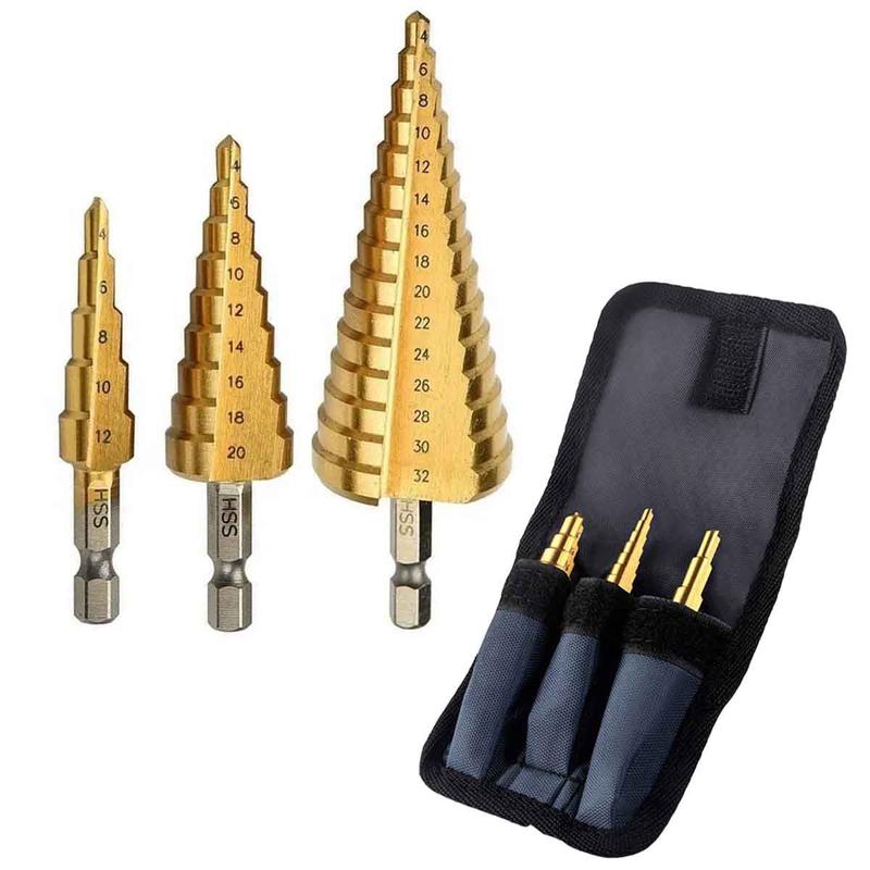 Kit 3 Broca Escalonada Espiral Titânio Profissional 4 a 32mm - Ross ...