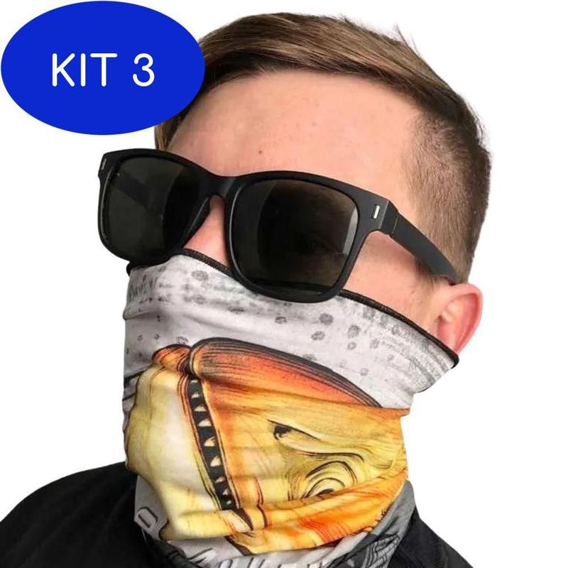 Kit 3 Buff Bandana Bike Moto Pesca Ciclismo Esportes Uv50 Dourado - Oro ...