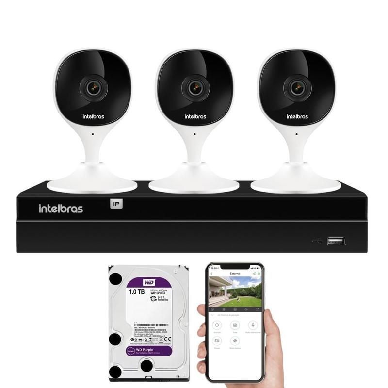 Kit 3 Câmeras Wifi Sf Imx Full Hd Nvr 4Ch Hd 1Tb Intelbras - Câmera de ...