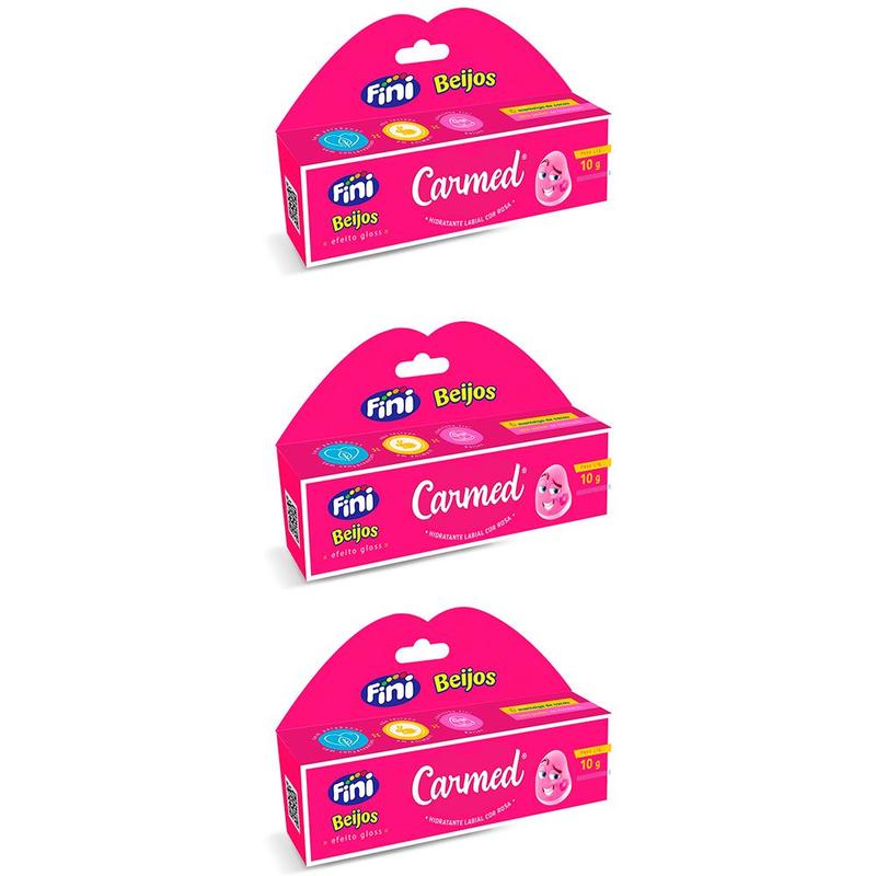 Kit 3 Carmed Fini Protetor Hidratante Labial Efeito Gloss Banana ...