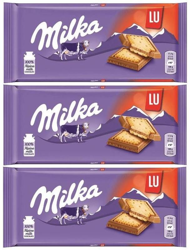 Kit 3 Chocolate Ao Leite Com Biscoito Lu Milka Pacote 87G - Chocolate ...