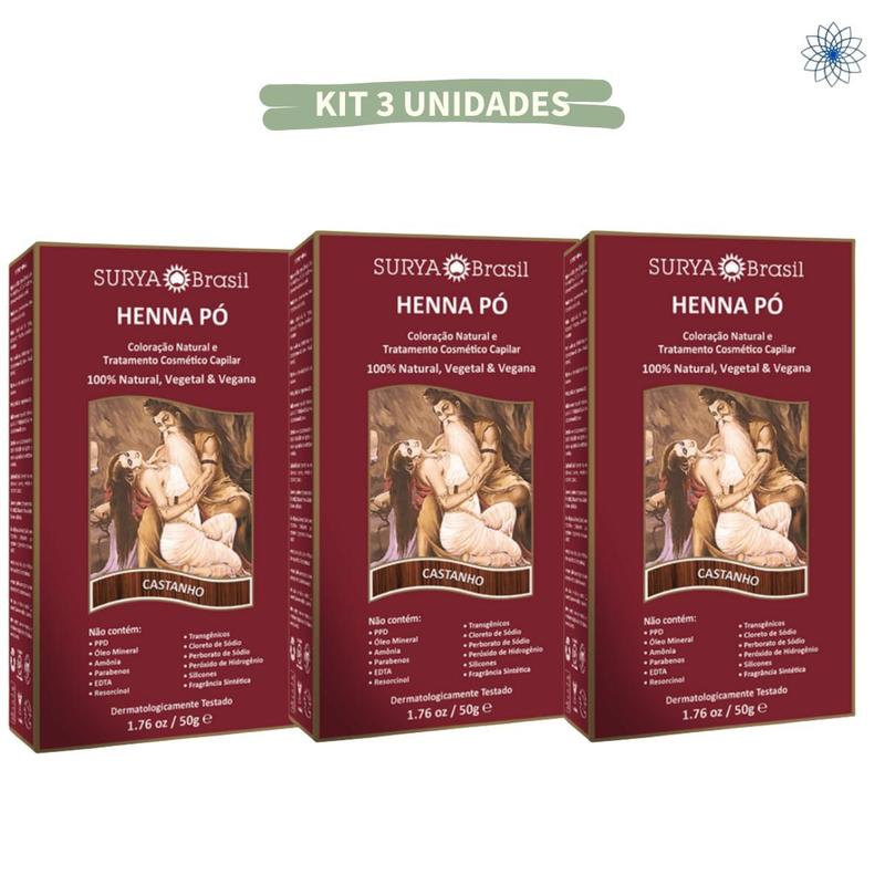 Kit 3 Coloração Tinta Natural Henna Pó Surya - Escolha Cor - Henna para ...
