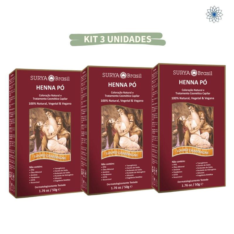 Kit 3 Coloração Tinta Natural Henna Pó Surya - Escolha Cor - Henna para ...