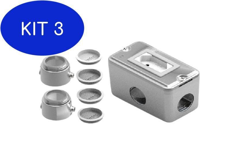 Kit 3 Combo Condulete Alumínio 3/4 Tipo X 1 Tomada 20A Poliwetzel ...