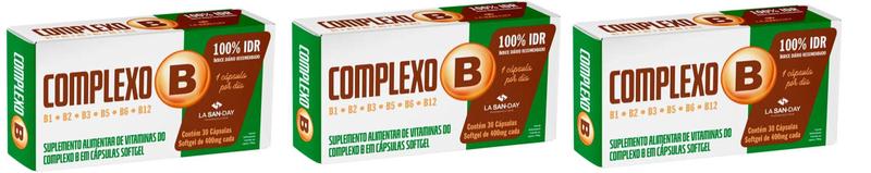 Kit 3 Complexo B 30 Capsulas Softgel 400mg - La San Day - Complexo B ...