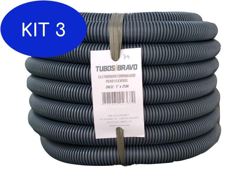 Kit 3 Conduíte Eletr. Corrugado Flexível Pead Cinza Dn 16 - Tubos Bravo ...