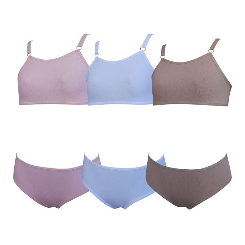 kit 3 Conjunto Calcinha E Sutiã Infantil Algodão Lisos - OPTE MODA ...