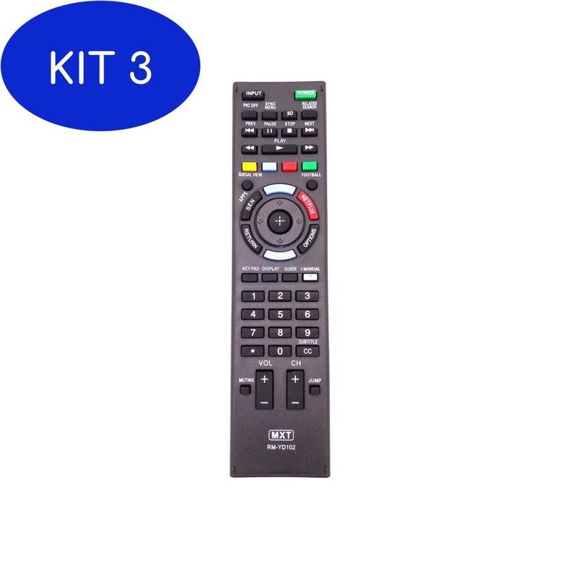 Kit 3 Controle Remoto Para Tv Sony Bravia Smart - Mxt - Sony - Controle ...