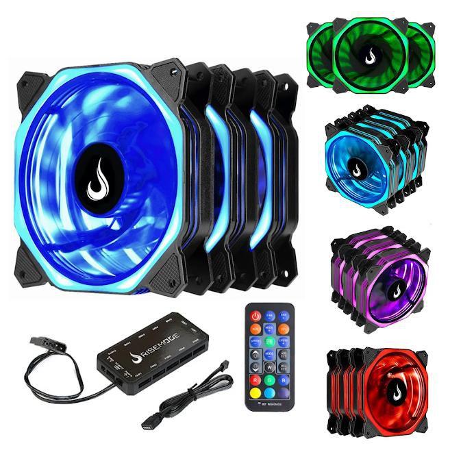 Kit 3 Cooler Fan LED RGB Rise Mode Controladora RGB Controle Remoto 120mm Ventoinha Dissipador ...