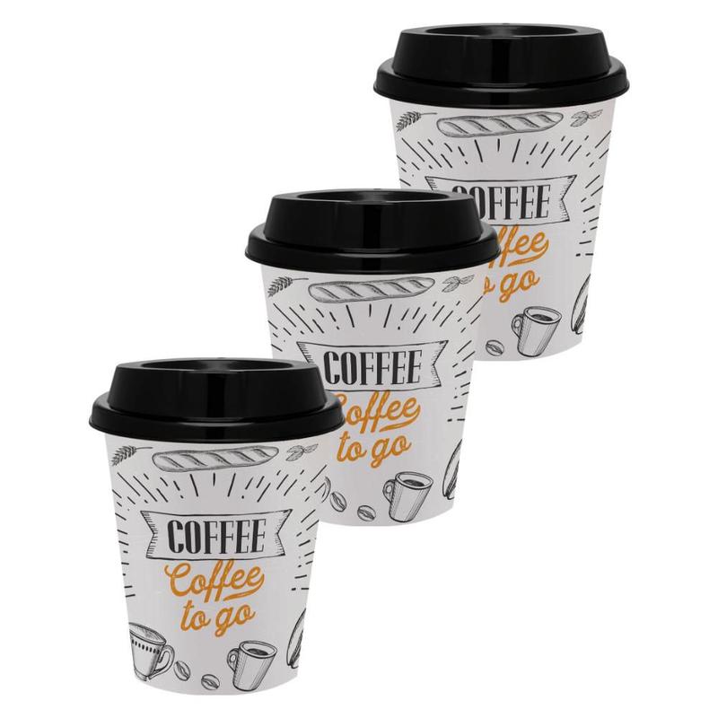 Kit 3 Copo Decorado 360ml Café Bebidas Quente Gelada Tampa - Jaguar - Copos - Magazine Luiza