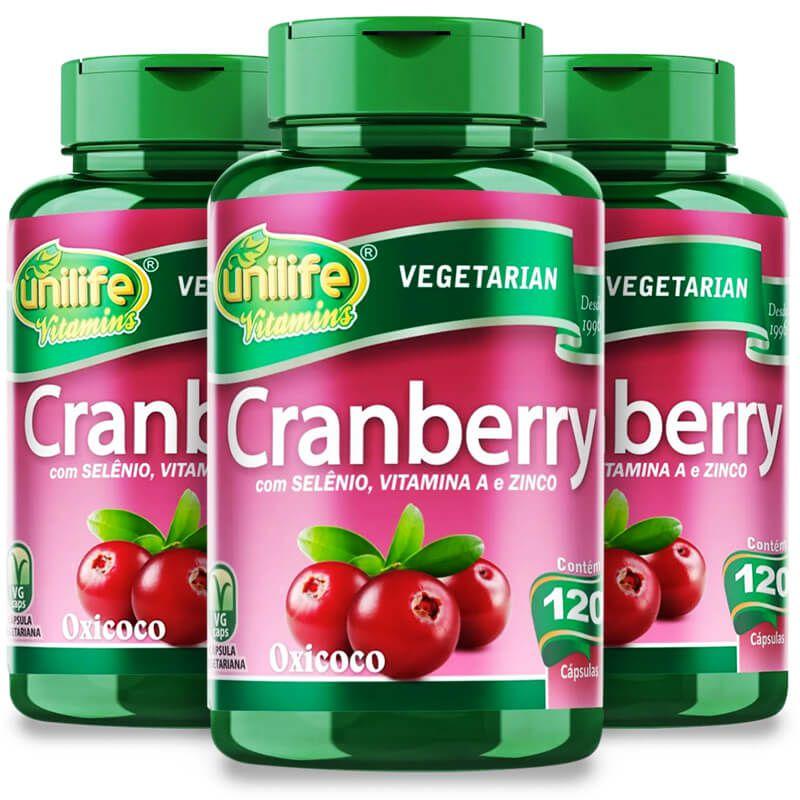 KIT 3 CRANBERRY OXICOCO e VITAMINAS - 120 Cáps UNILIFE - Fitoterápicos ...