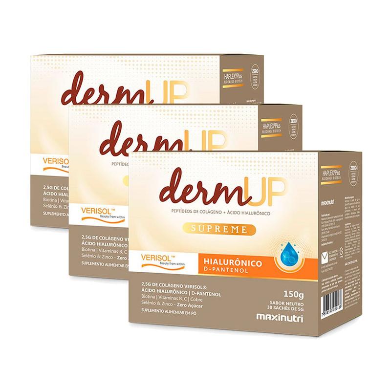 Kit 3 DermUp Supreme Verisol Acido Hialurônico Sachê - Maxinutri ...