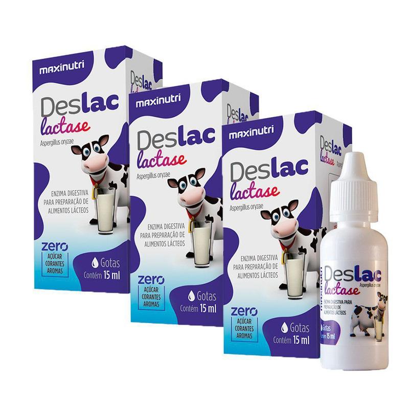 Kit 3 Deslac Lactase - 15 ml - Maxinutri - Lactase - Magazine Luiza