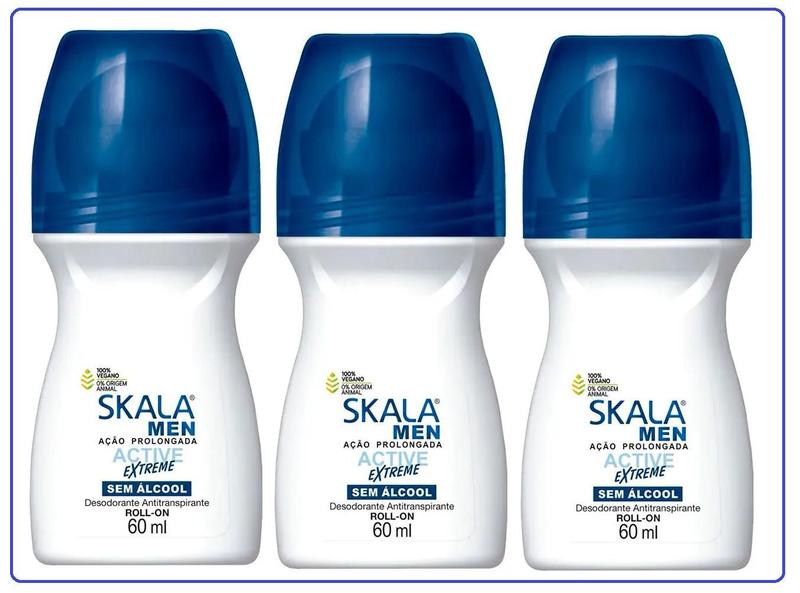 Kit 3 Desodorante Skala Roll-On For Men 60ml - Skala - Desodorante ...