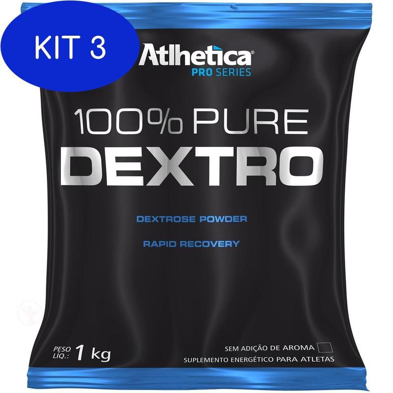 Kit 3 Dextro 100 pure Sem sabor 1kg - Athetica Nutrition - Dextrose ...