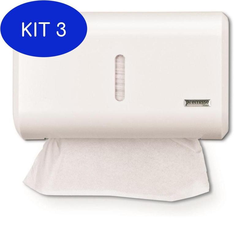 Kit 3 Dispenser Suporte De Papel Interfolha Toalha Branco Compacto ...