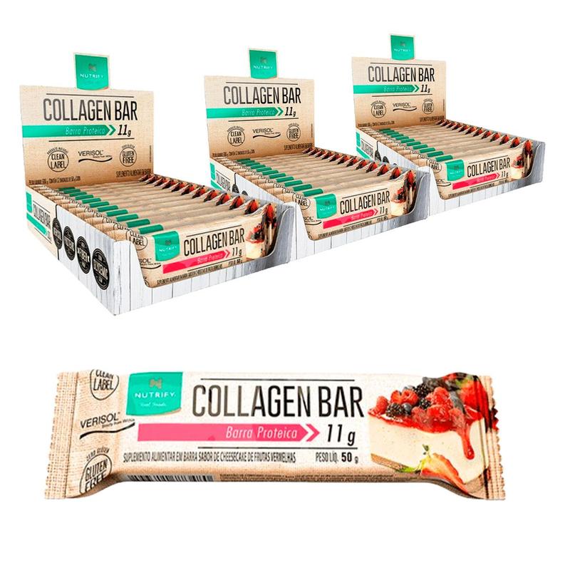 Kit 3 Display Caixas Collagen Bar Sabor Cheesecake Frutas Vermelhas ...
