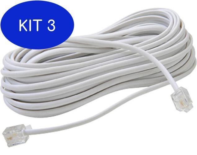 Kit 3 Fio Para Telefone Cabo Telefônico Rj11 Cor Branco 10 Metros ...