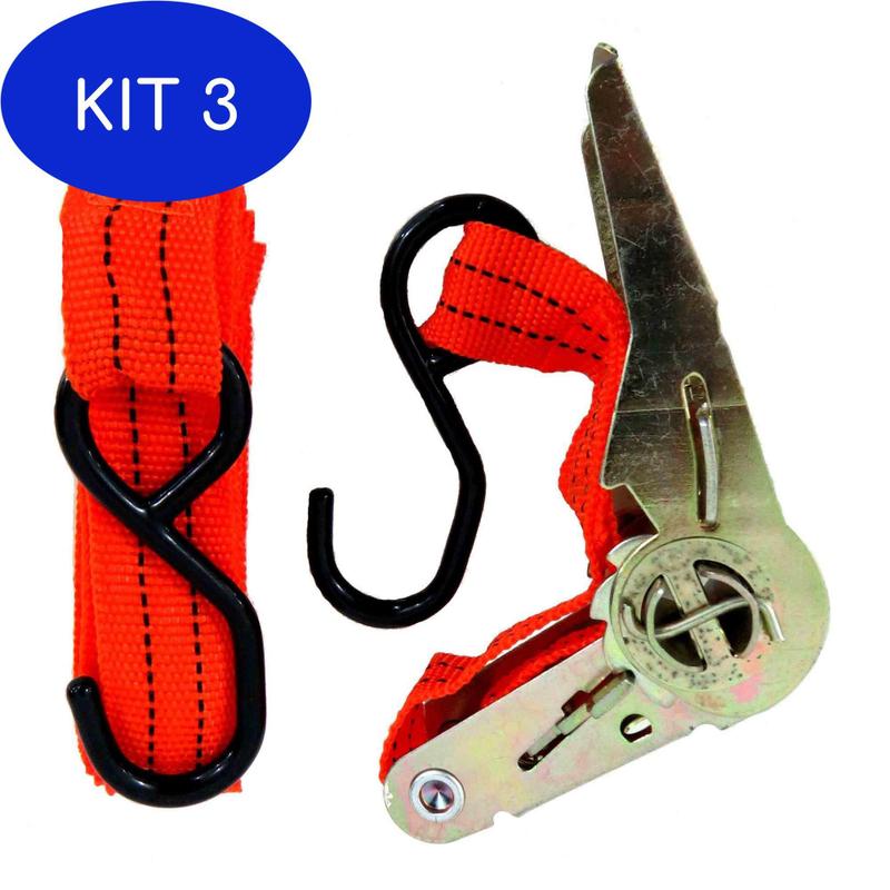 Kit 3 Fita Cinta Para Prender E Amarrar Carga Com Catraca 4M - Snauzer ...