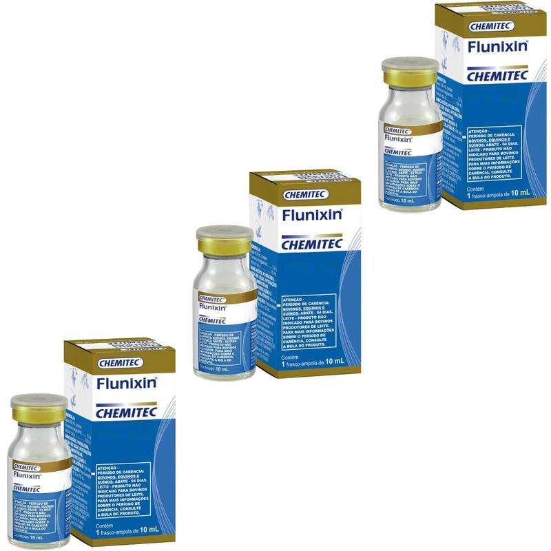 Kit 3 Flunixin 10mL Bovinos Equinos Suínos Chemitec - Farmácia Pet ...