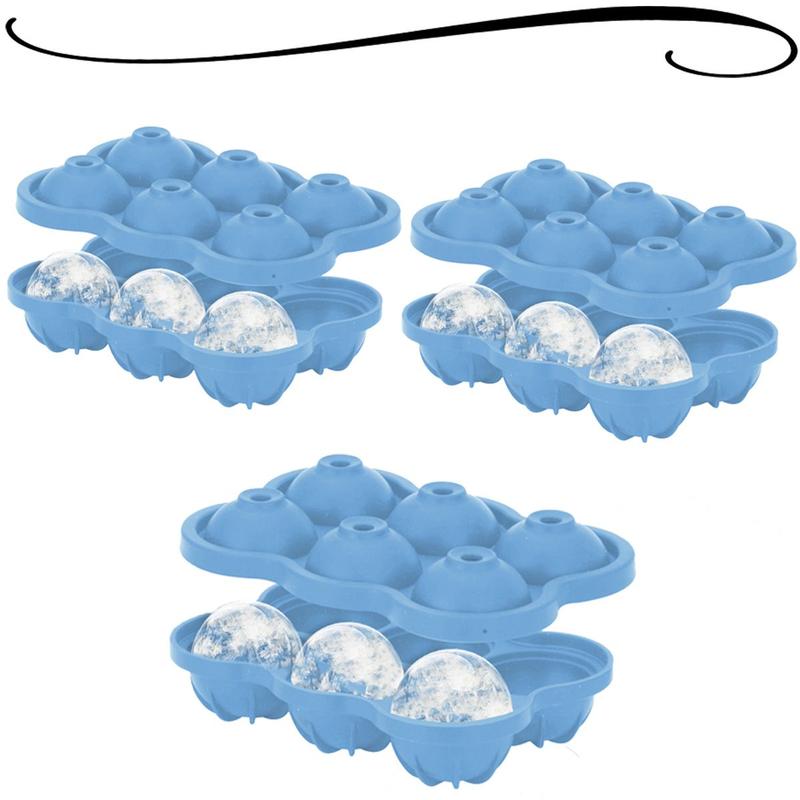 KIT 3 Formas de Gelo em Silicone 6 Esferas Para Drinks Whisky ...