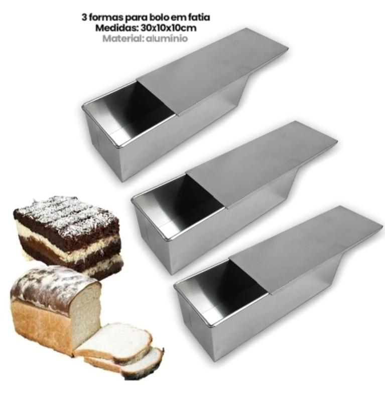 Kit 3 formas para bolo fatia slice cake 30x10x10 com tampa ws formas ...