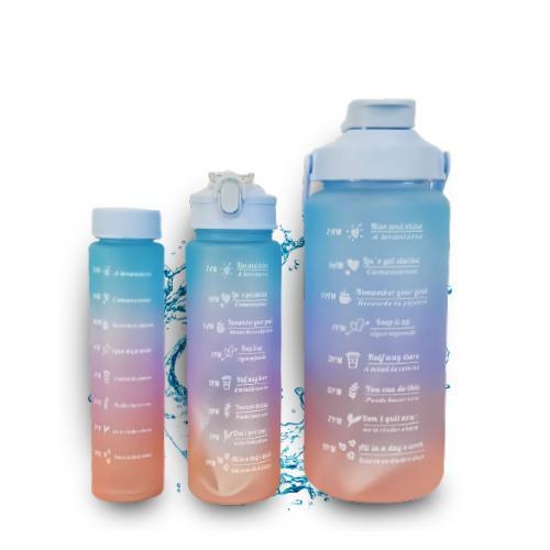 Kit 3 Garrafa de Água Squeeze Motivacional Azul C/ Laranja - XH ...