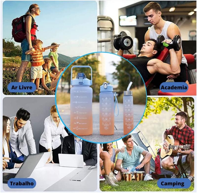 Kit 3 Garrafas Água Squeeze Motivacional Academia Escola - Squeezze ...