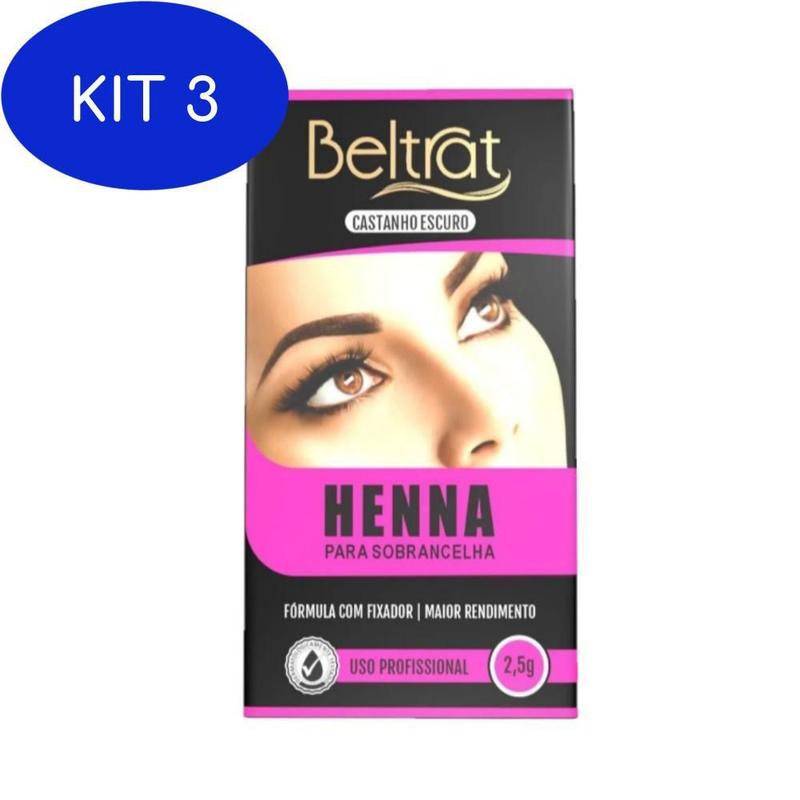 Kit 3 Henna Sobrancelha Pigmento Incrível 2,5G Castanho Escuro ...