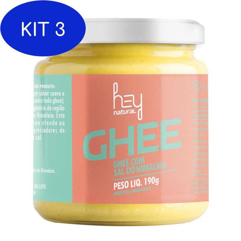 Kit 3 Hey Natural Ghee Com Sal Do Himalaia 190G Manteiga - Ghee ...