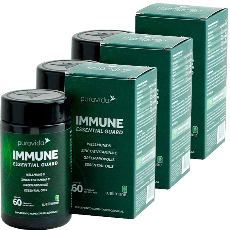 Kit 3 Immune Essential Guard Saúde 60 cápsula Puravida - Vitaminas e ...