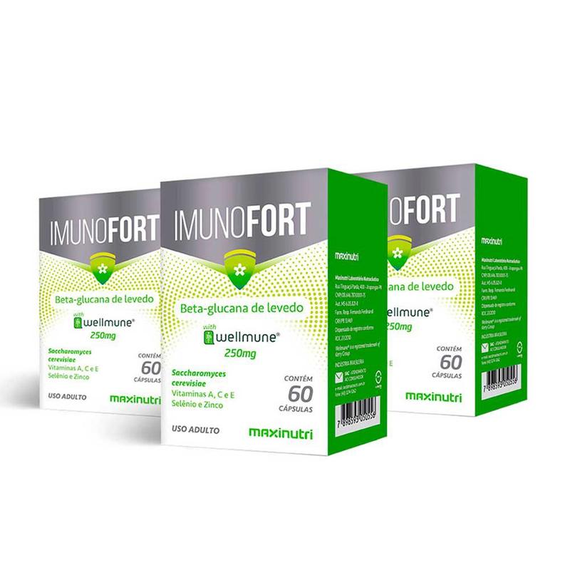 Kit 3 Imunofort 250Mg Fortalecedor De Imunidade 60 Capsulas - Maxinutri ...